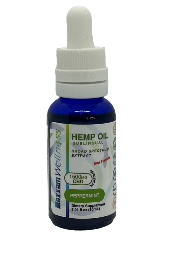 1500mg CBD Oil Tincture Drops Broad Spectrum Peppermint - Maxxam Well